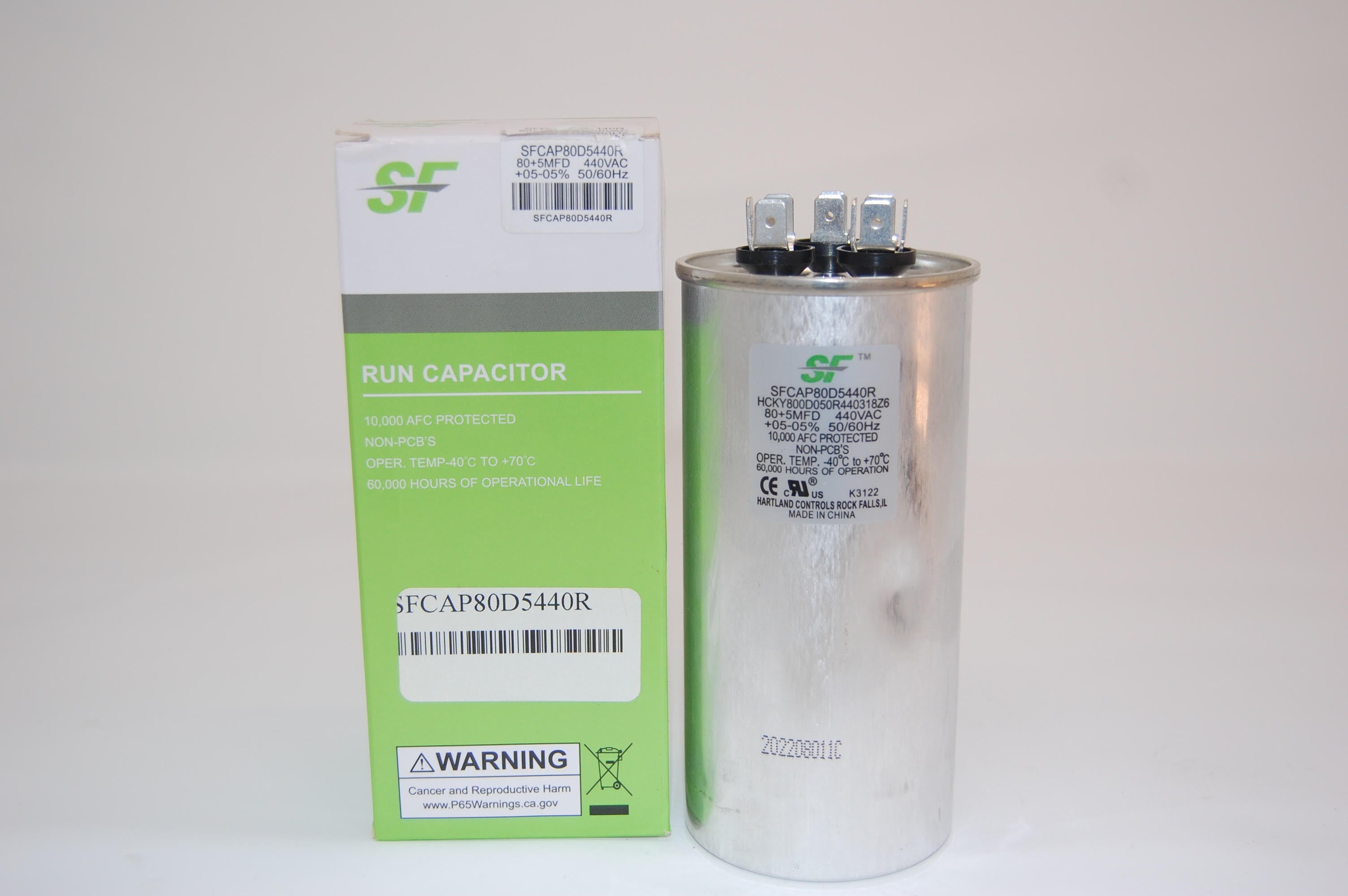 Trane Service First SFCAP80D5440R Round Dual Run Capacitor 80+5 MFD 44 ...